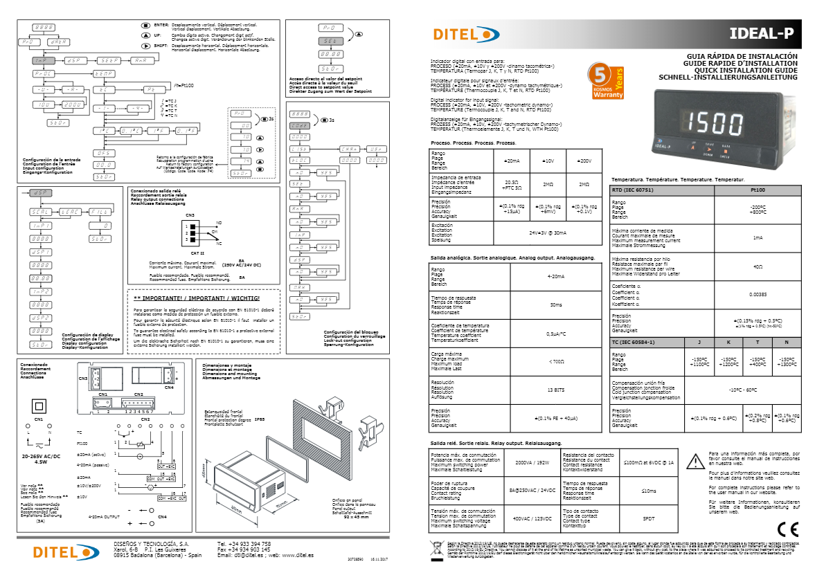 Ideal P Series Indicator - DITEL Meters - Control Devices