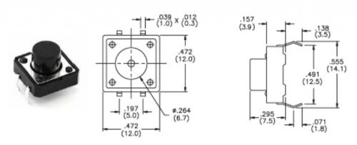 MJTP Series 12mm Through Hole Tact Switches - Control Devices
